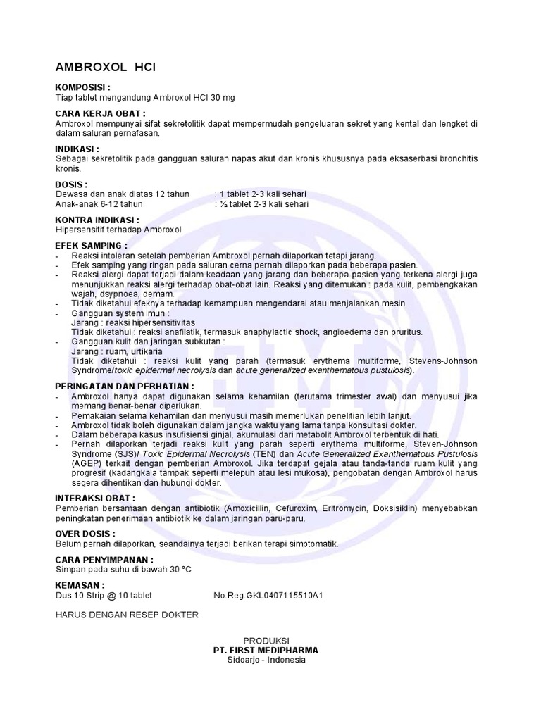 Brosur Ambroxol HCL Tablet | PDF