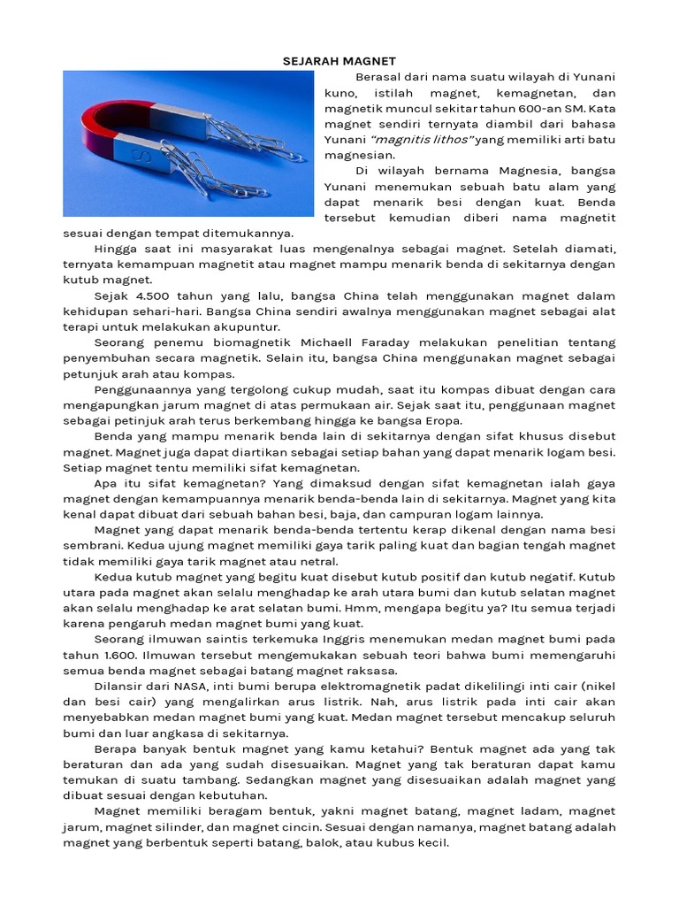 Sejarah Penemuan Magnet di Yunani | PDF