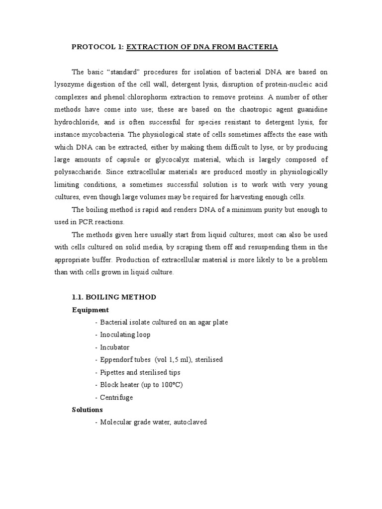 Extraction of DNA From Bacteria | PDF | Lysis | Biochemistry