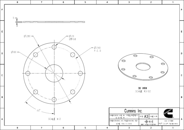 Flange | PDF | Technical Drawing | Computer Aided Design