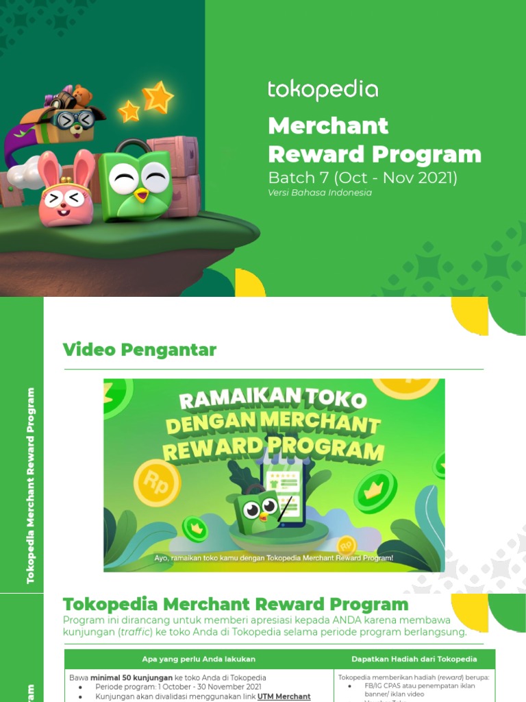 (EXTERNAL) Tokopedia Merchant Reward Program - Batch 7 (Oct - Nov 21) | PDF
