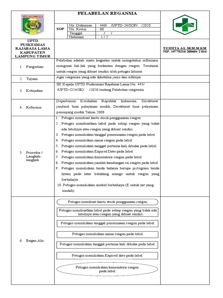 Sop Pelabelan Reagensia | PDF
