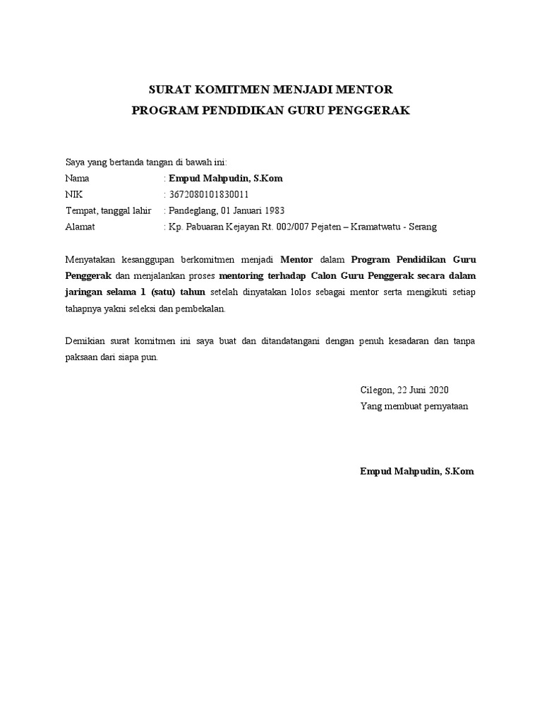 Surat Komitmen | PDF