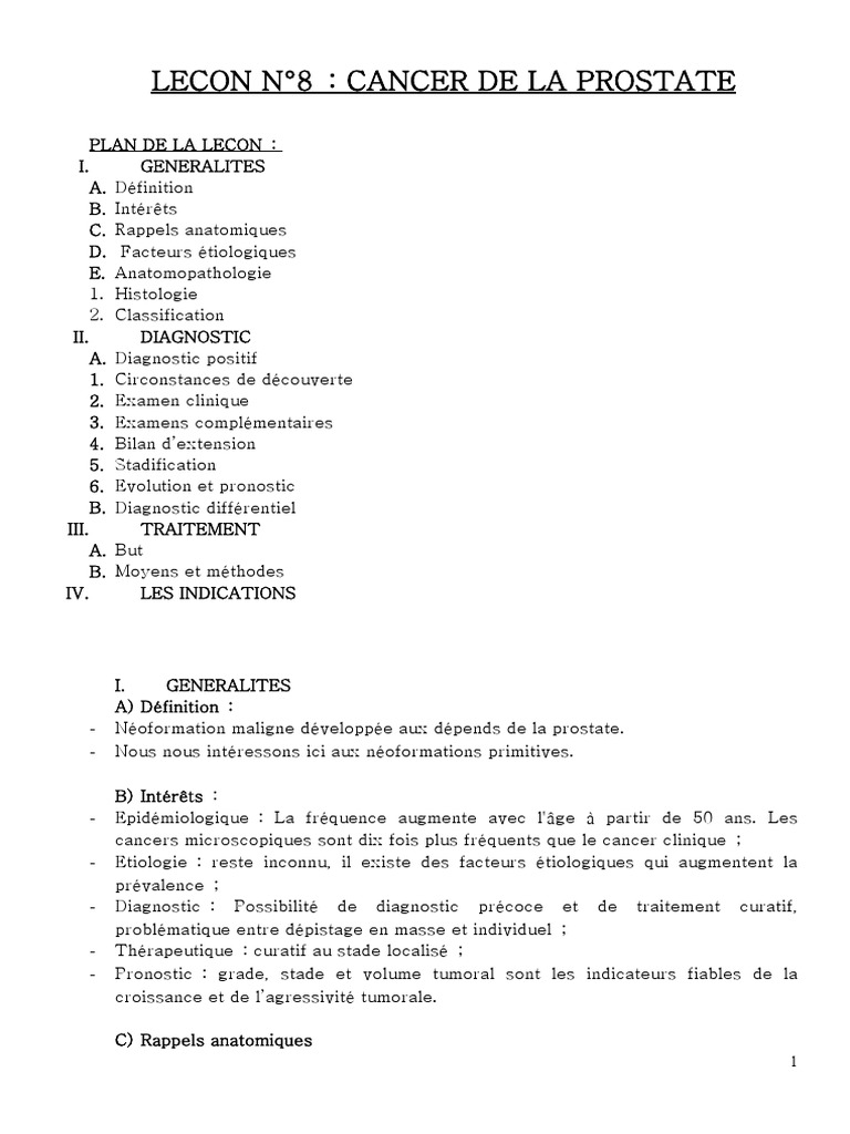 Urologie - Lecon 8 - Cancer de La Prostate | PDF | Cancer de la prostate | Cancer