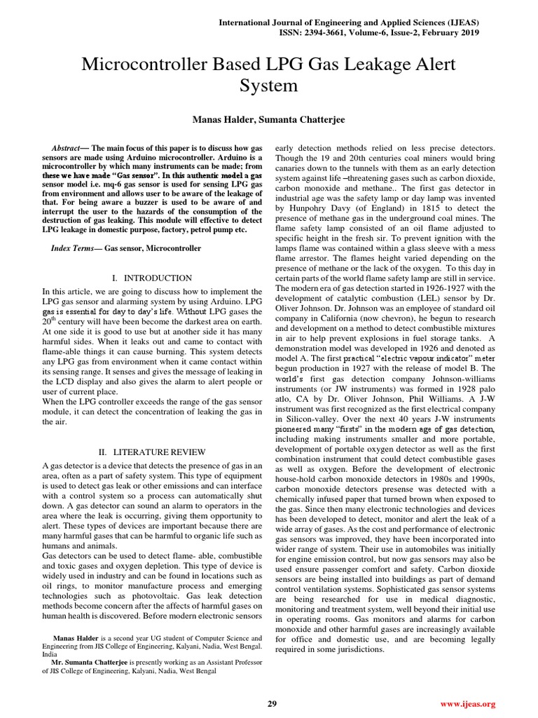 Microcontroller Based LPG Gas Leakage Al | PDF | Chemistry | Physical ...