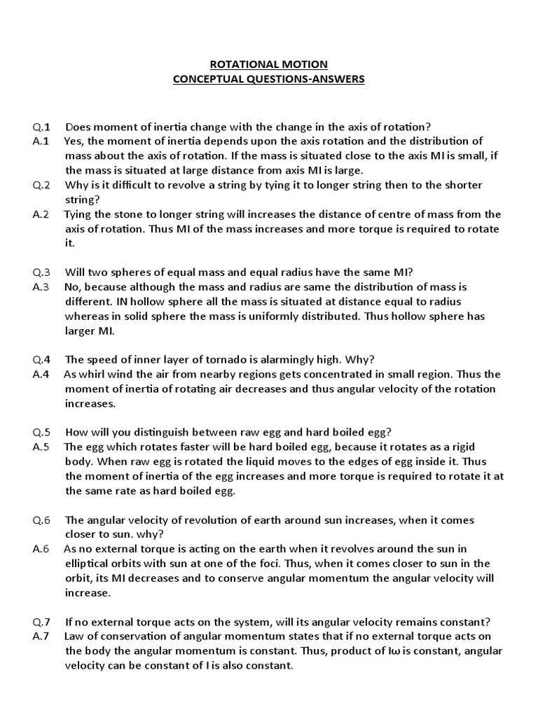 Conceptuals of Rotational Motion | PDF | Rotation Around A Fixed Axis | Angular Momentum