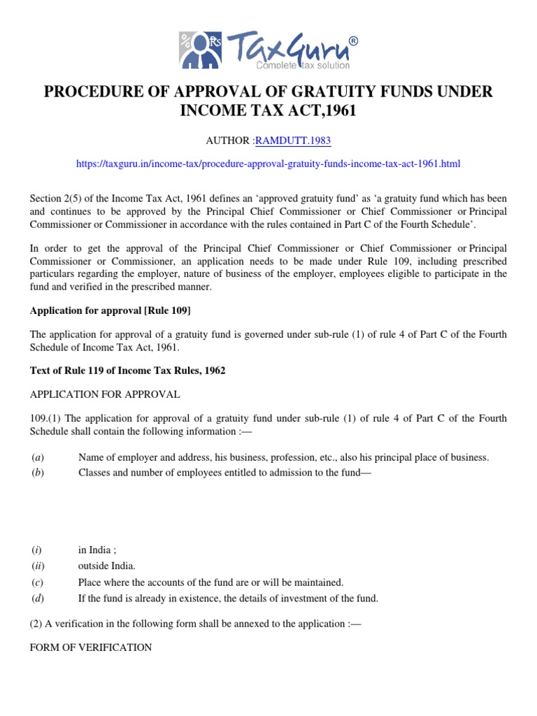 Gratuity Fund Approval Process Guide | PDF | Trust Law | Employment