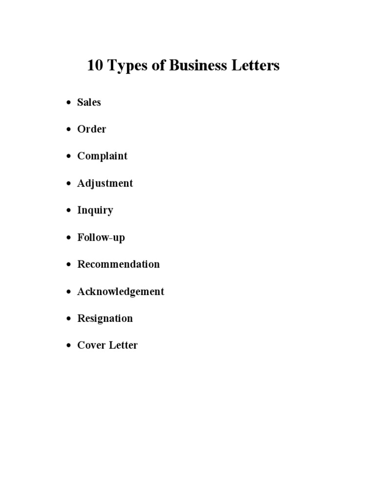 10 Types of Business Letters | PDF | Bookkeeping | Employment