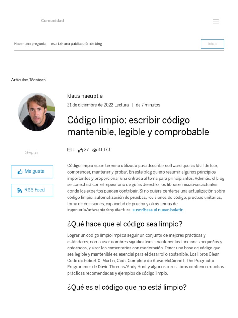 Código Limpio | PDF | Software | Lenguaje de programación