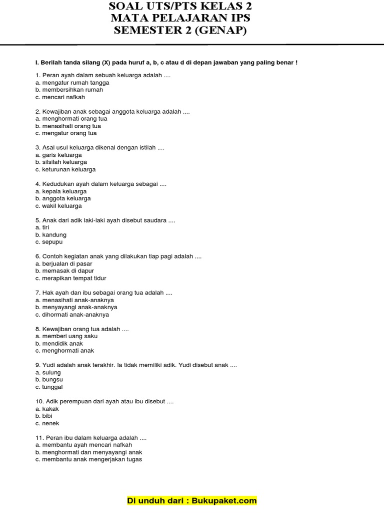 Soal UTS IPS Kelas 2 Semester 2 | PDF