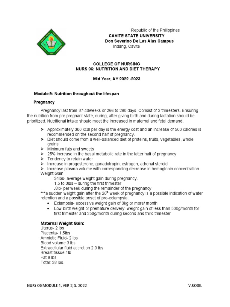 Module 9 Pregnancy Updated Pdf Pregnancy Obesity