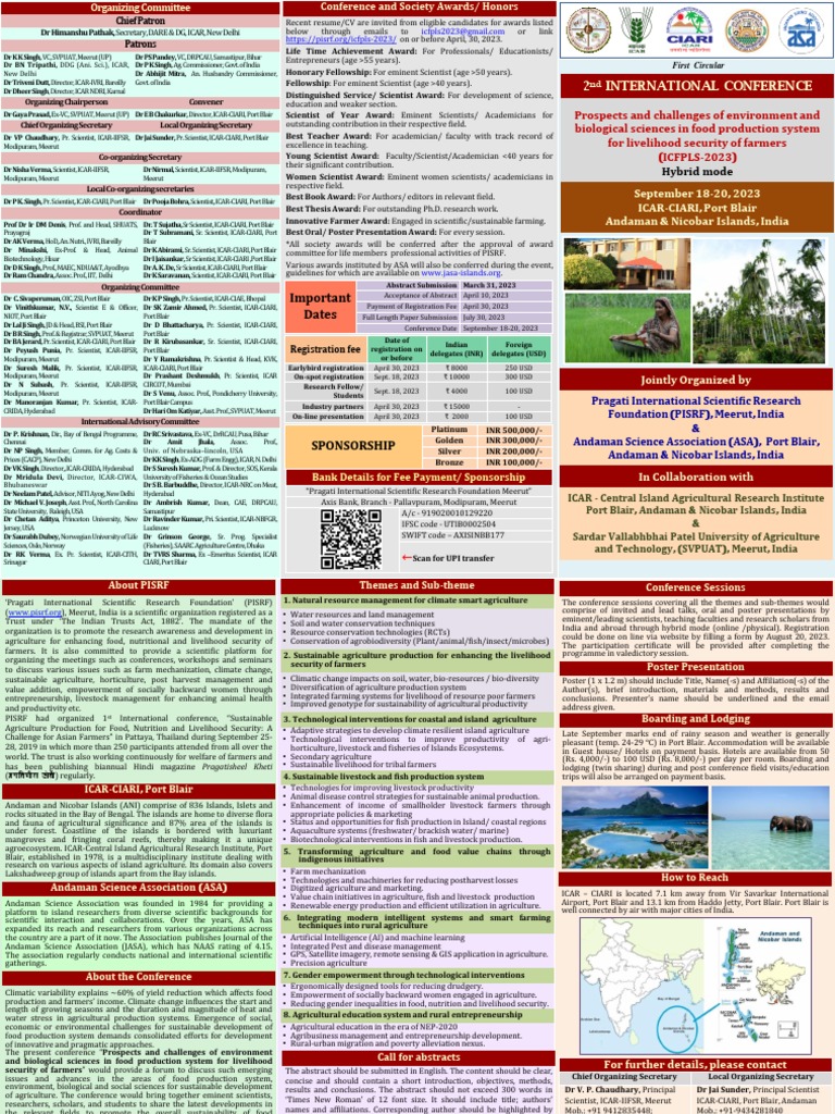 Brochure International Conference Andaman - Final | PDF | Agriculture ...