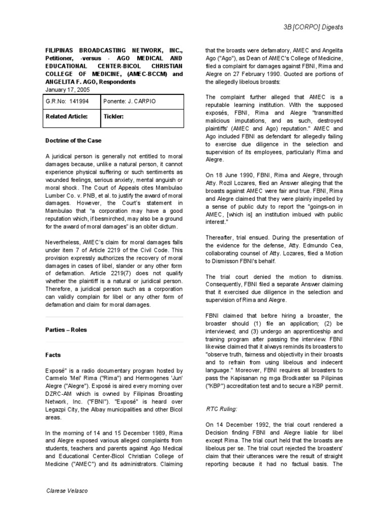 Corporations Can Claim Moral Damages in Cases of Libel or Defamation ...