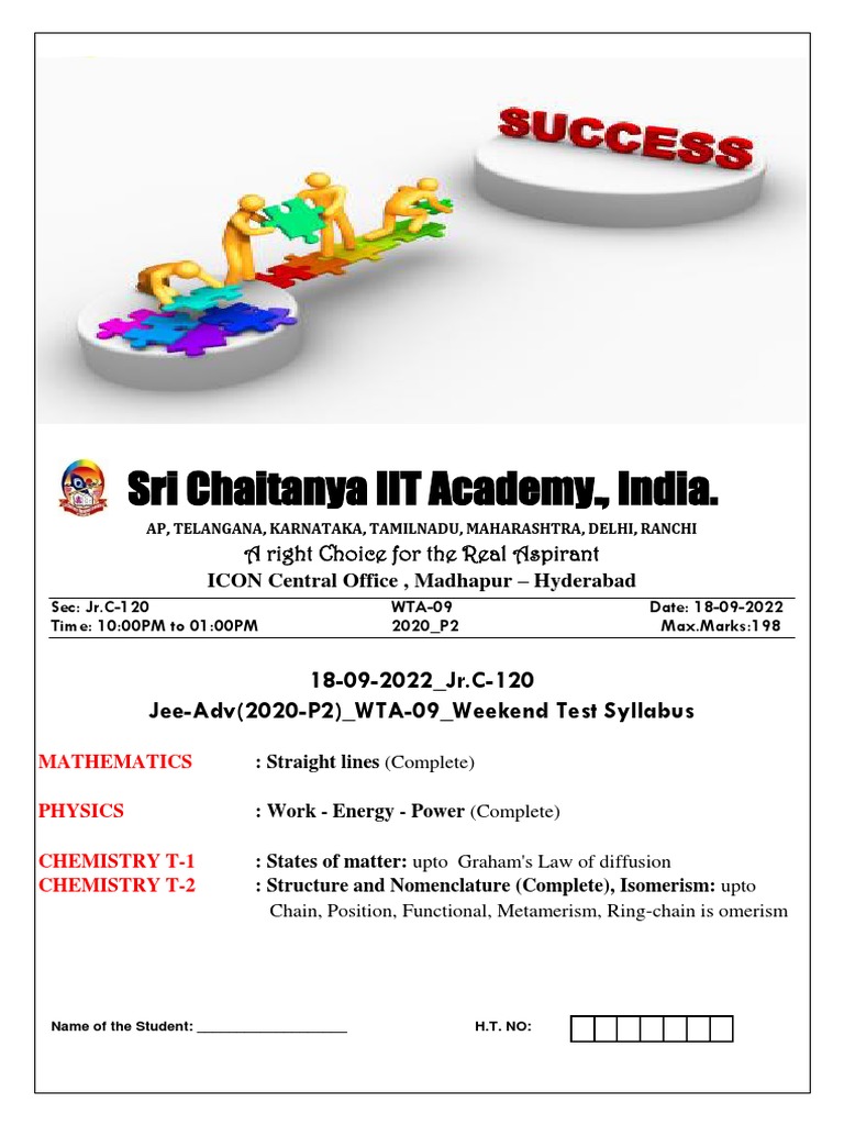18-09-2022 - Jr.C-120 - Jee-Adv - (2020-P2) - WTA-09 - Q P | PDF ...
