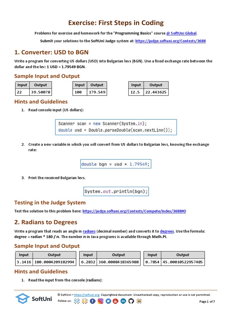 01.3 PB Java First Steps in Coding Exercise | PDF | Menu | Aquarium 01.3 PB Java First Steps in Coding Exercise | PDF | Menu | Aquarium