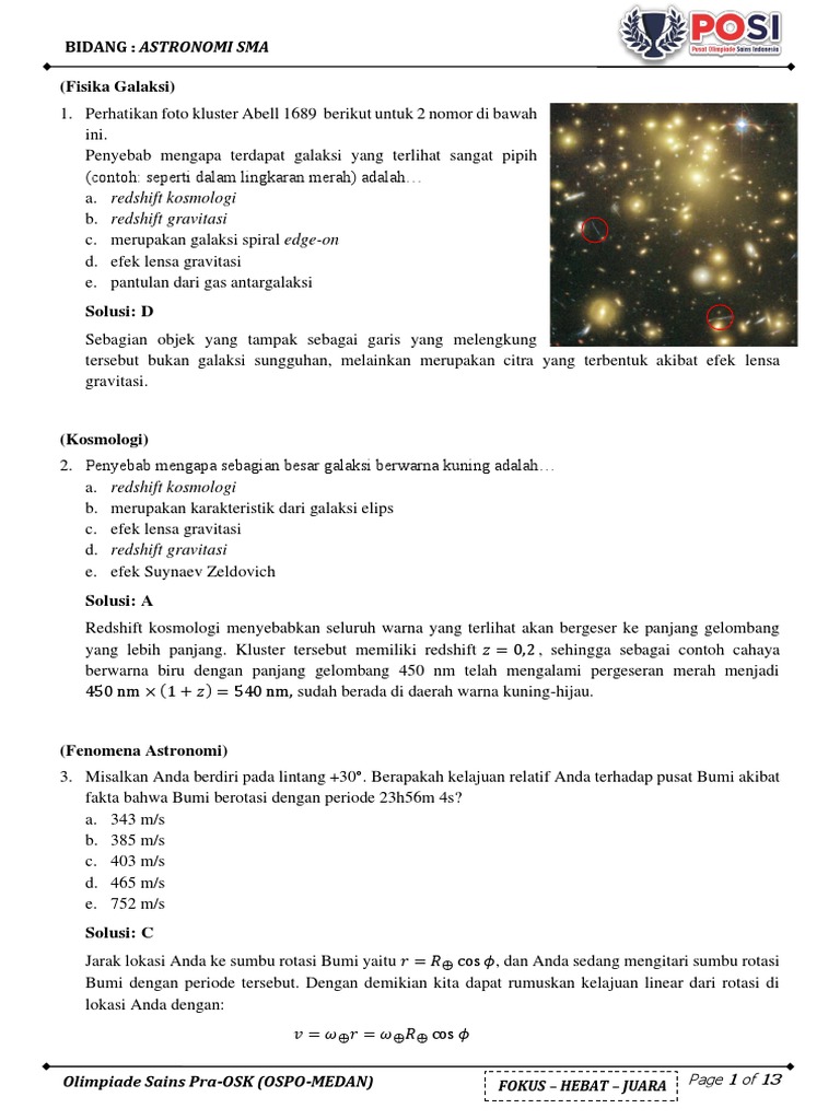 Materi OSN Astronomi SMA 2024 | PDF