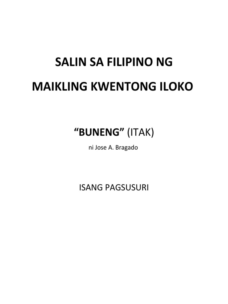 Salin Sa Filipino NG Maikling Kwentong Iloko | PDF