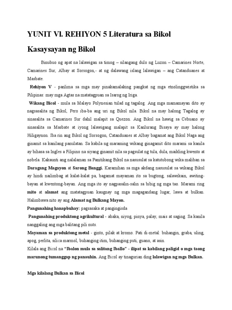REHIYON 5 Rehiyon NG Bikol | PDF