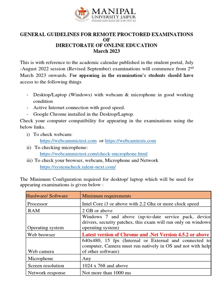 GENERAL GUIDELINES-Auto Proctered Examination - V2 March 2023 | PDF ...
