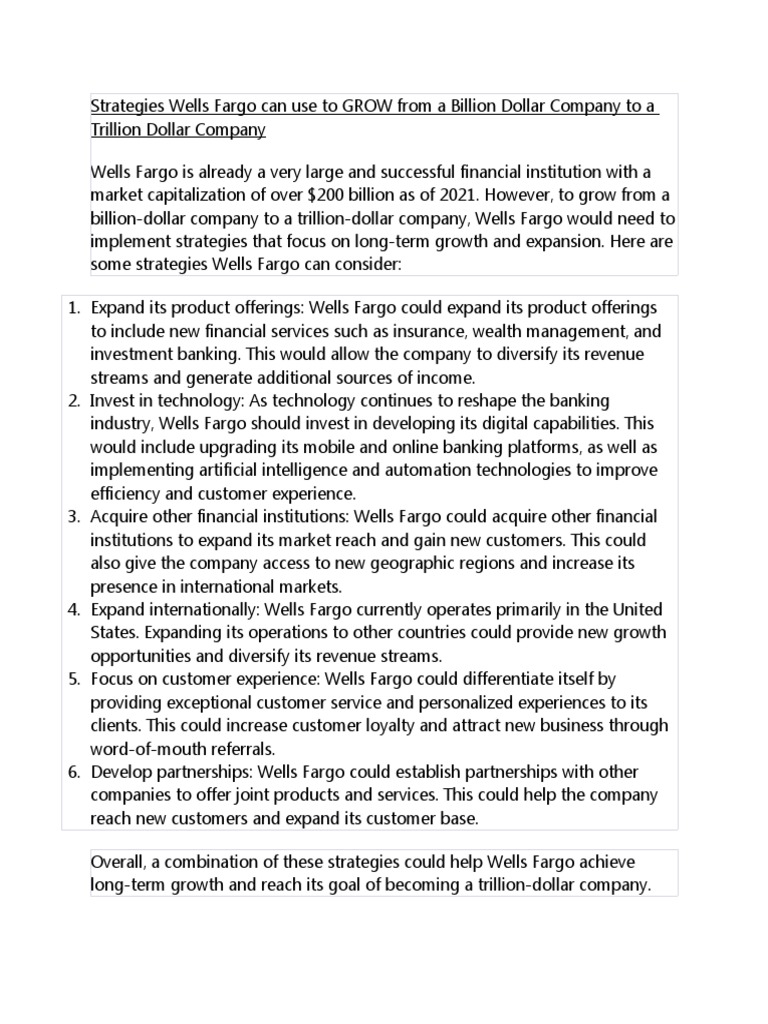 Wells Fargo's Strategies for Trillion-Dollar Growth | PDF | Business