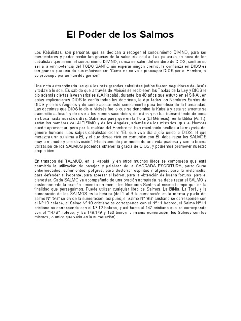 El Poder de Los Salmos | PDF | Salmos | Oración