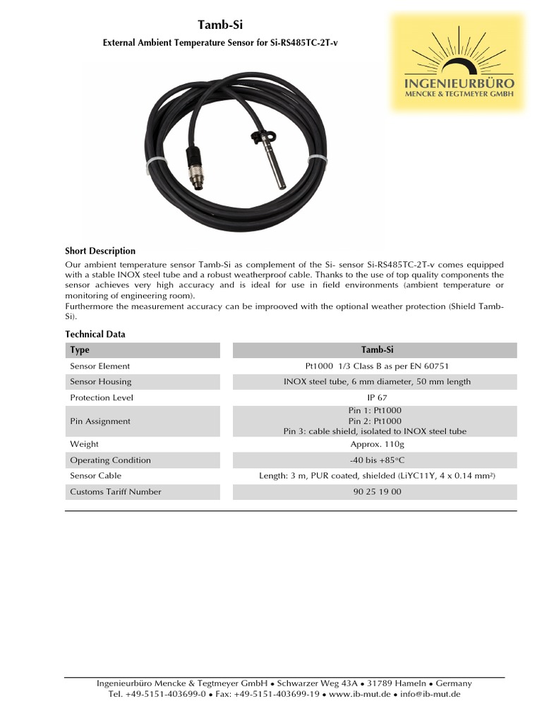 Tamb-Si E | PDF | Electrical Connector | Sensor