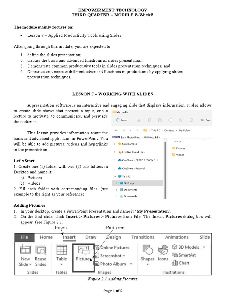 Emtech Module5 Week5 Lesson | PDF | Hyperlink | Microsoft Power Point