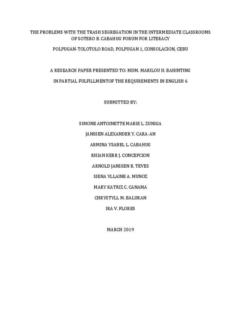 Research Paper (Compiled) | PDF | Waste Management | Waste