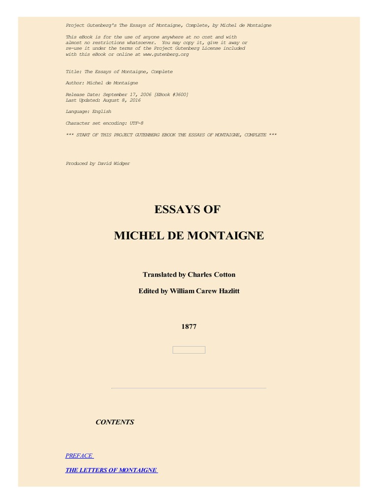 Essays of Michel de Montaigne | Download Free PDF | Michel De Montaigne ...
