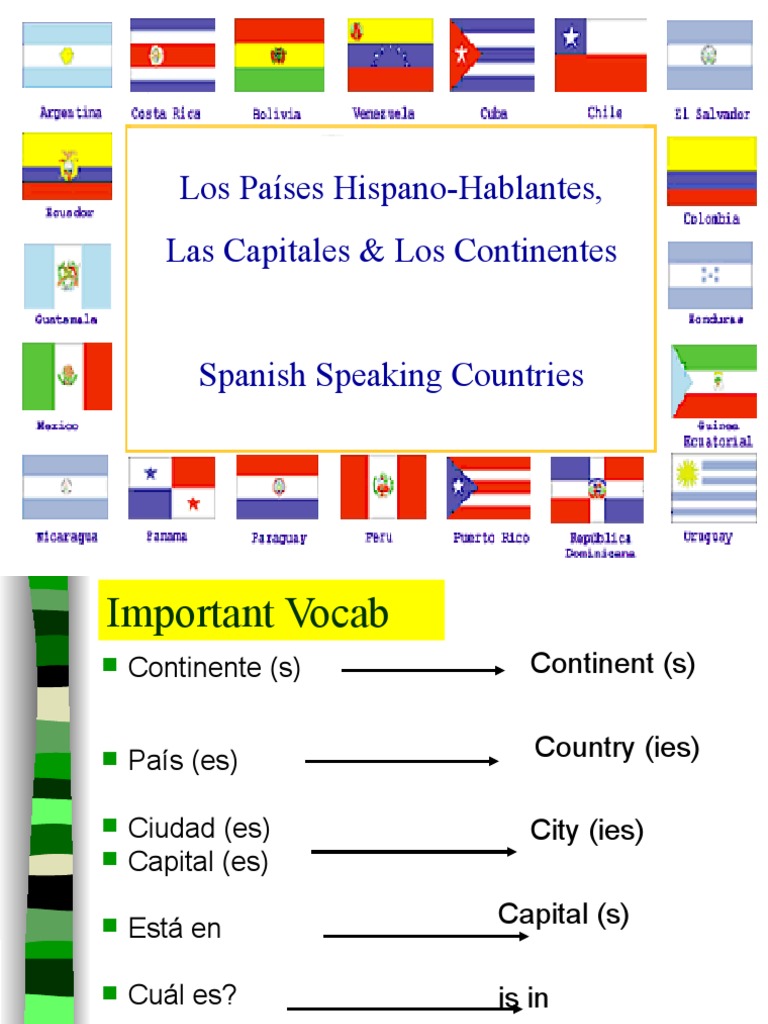 PowerPoint Paises Hispanohablantes Capitales y Continentes | PDF ...