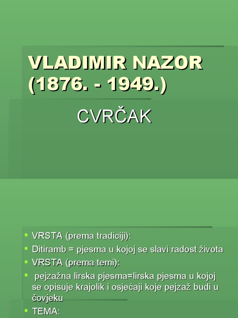 Vladimir Nazor-Cvrčak, 1.b | PDF