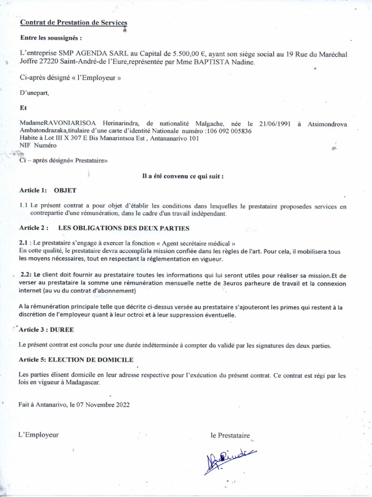 Contrat Signé | PDF