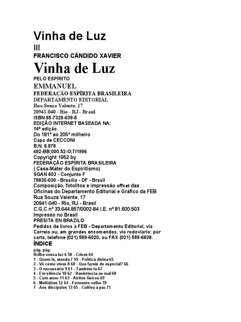Vinha de Luz | PDF | Jesus | Presente espiritual