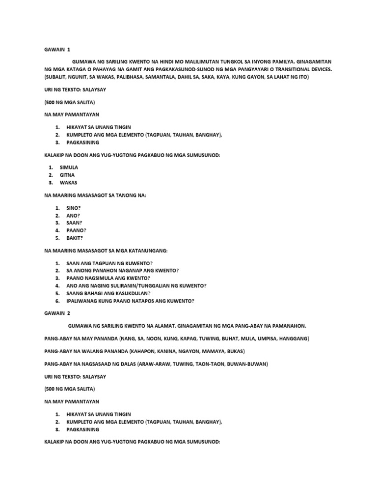 Performance Task Sa Filipino 9 | PDF