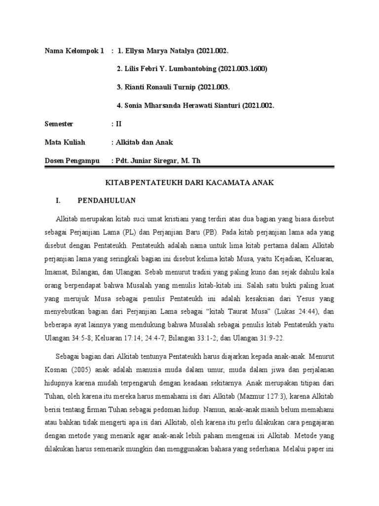 Kelompok 1 Pentateukh | PDF