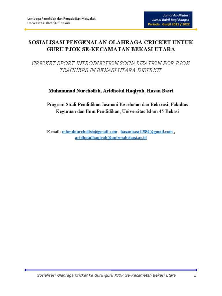 Laporan KKN CHOLISH | PDF | Karier & Perkembangan | Olahraga & Rekreasi