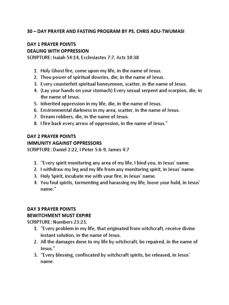 30 Day Fasting and Prayer | PDF | Jesus | Demons