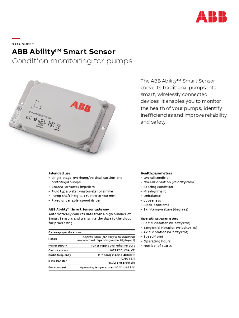 9AKK107496 Data Sheet - ABB AbilityTM Smart Sensor For Pumps - EN ...