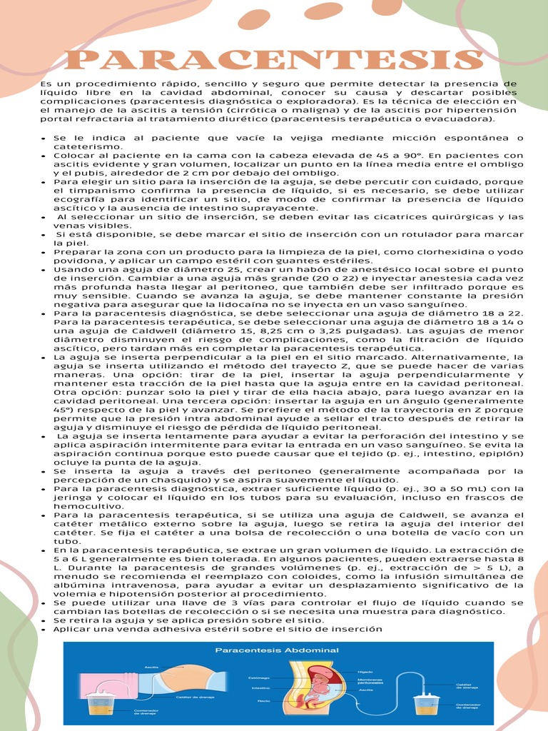 Técnica de Paracentesis Abdominal | PDF | Causas de la muerte | Medicina