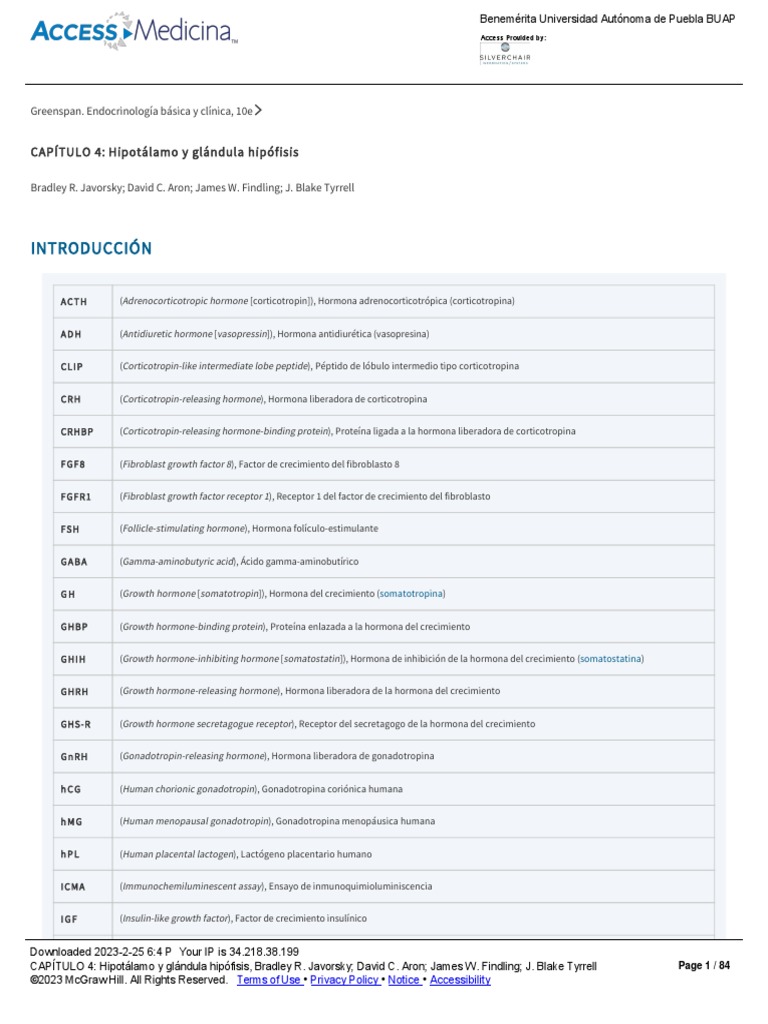 CAPÍTULO 4 - Hipotálamo y Glándula Hipófisis | PDF | Glándula ...