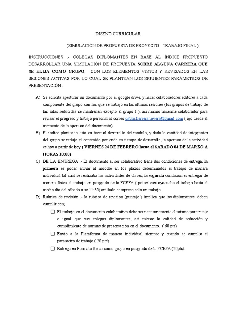 Instrucciones de Dise - o Curricular | PDF | Plan de estudios