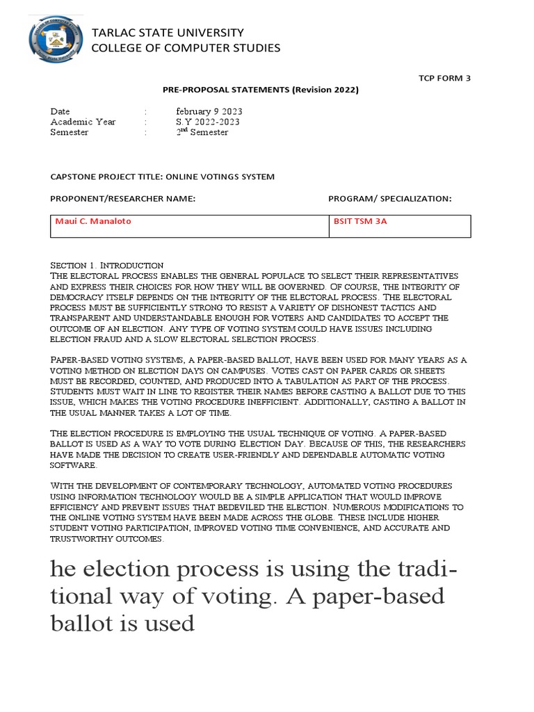 Proposal Paper | PDF | Electronic Voting | Voting