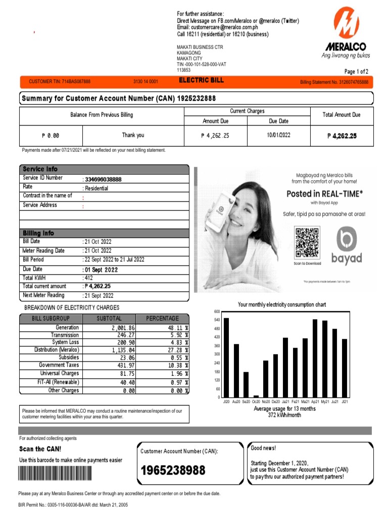 Meralco Bill | PDF | Electric Power Transmission | Taxes