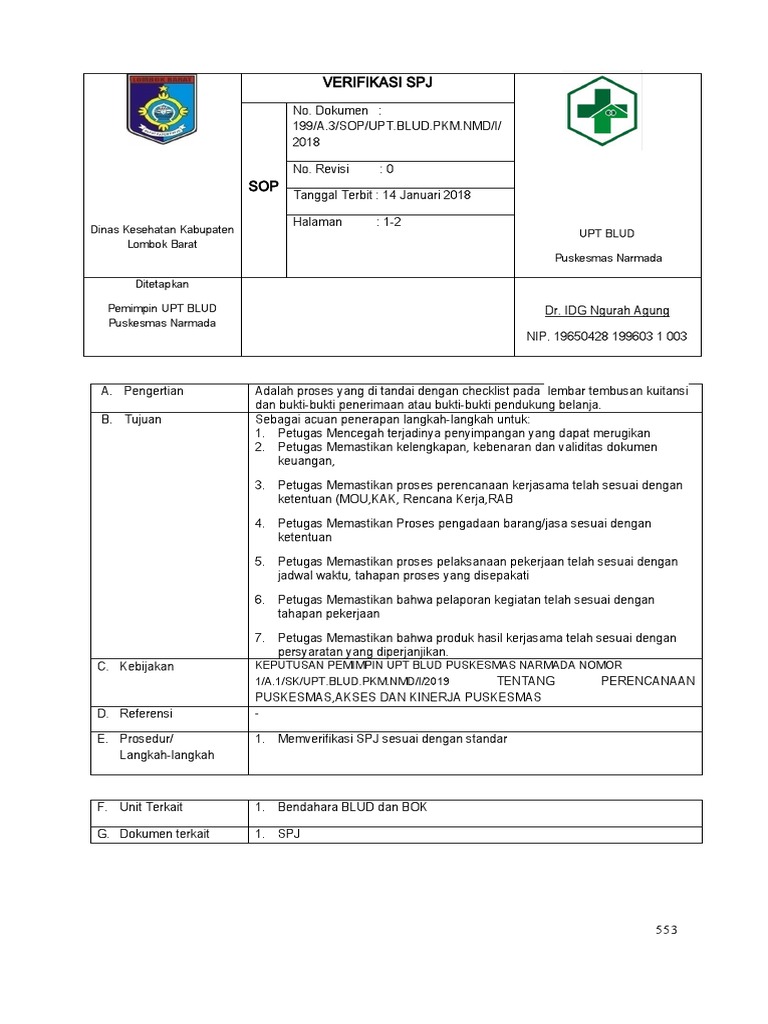 199 SOP Verifikasi SPJ | PDF