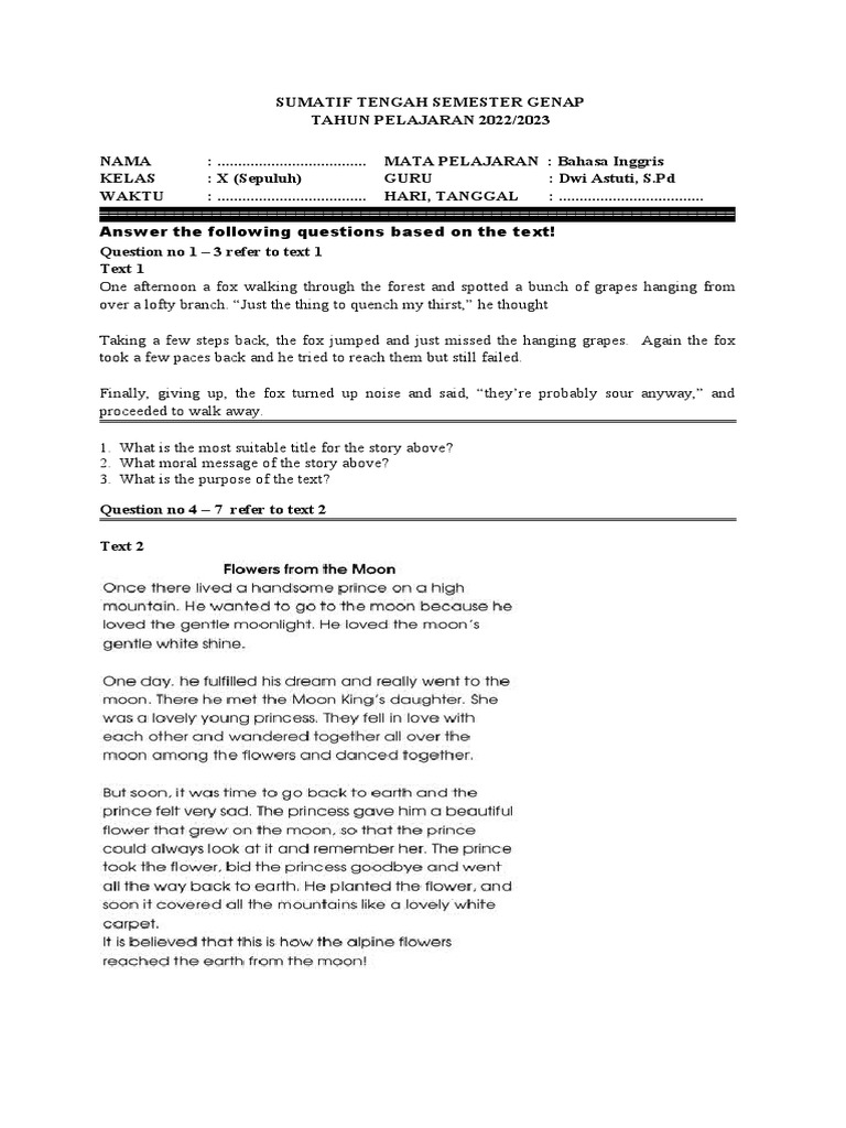 Pts Genap Mapel Basing X SMK 2023 | PDF