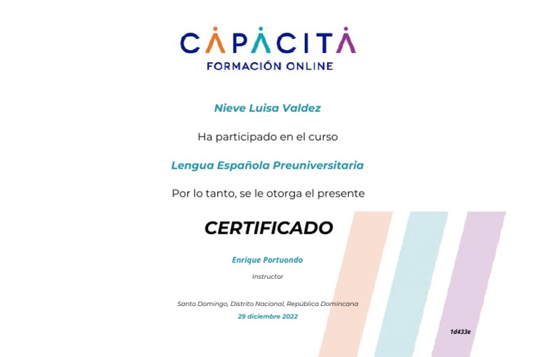 Certificado: Nieve Luisa Valdez | PDF
