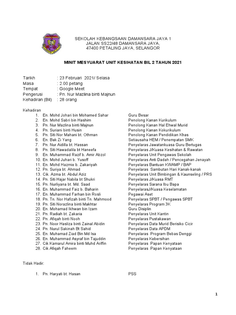 Minit Mesyuarat Hem 2 - 2021 | PDF