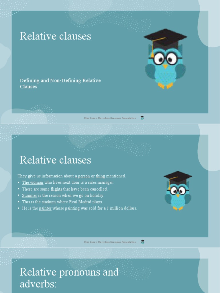 Defining vs Non-Defining Clauses | PDF | Clause | Pronoun
