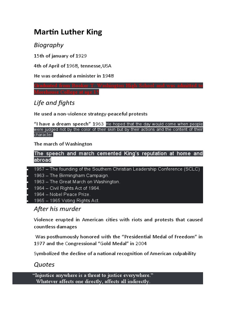 Martin Luther King: Biography | PDF