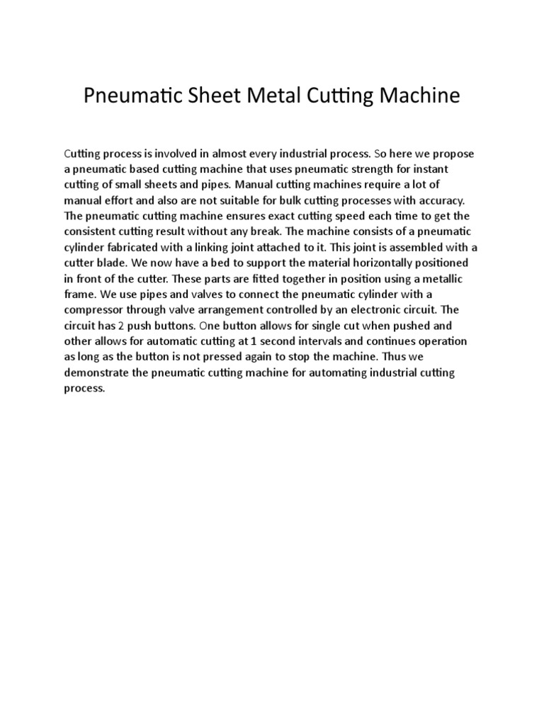 Pneumatic Sheet Metal Cutting Machine | PDF